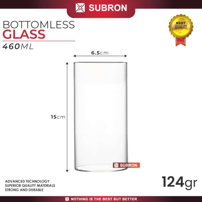 Jual Subron Gelas Kaca Bottomless Aesthetic Polos Straw 300ml 460ml ...