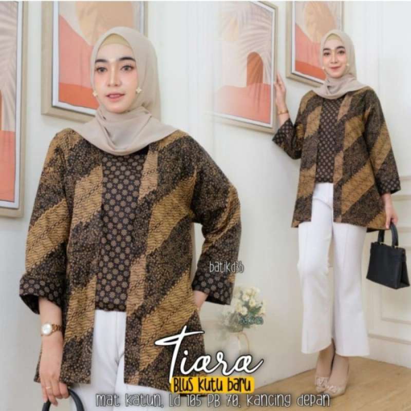 Promo Blus Kutubaru Sogan Coklat Baju Batik Atasan Formal Kondangan Wanita - Parang Seling ...