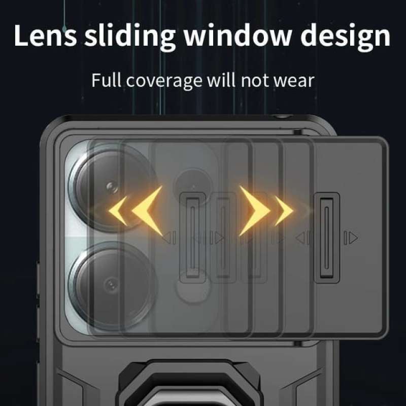 Jual Premium Armor Case Oppo Reno 12 Pro Lens Slider Protection - Black ...