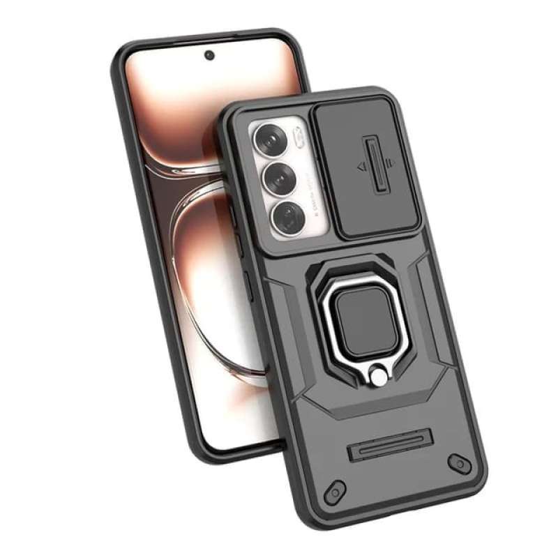 Jual Premium Armor Case Oppo Reno 12 Pro Lens Slider Protection - Black ...
