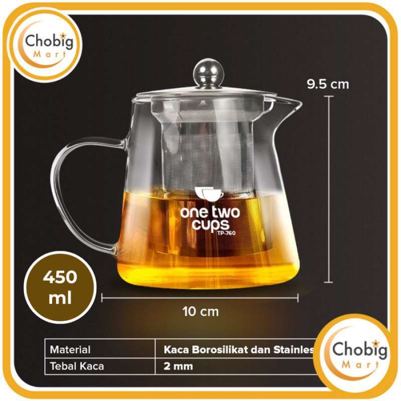 Jual Chobig Teko Poci Teh Kaca Gelas Tahan Panas Dengan Saringan Glass ...