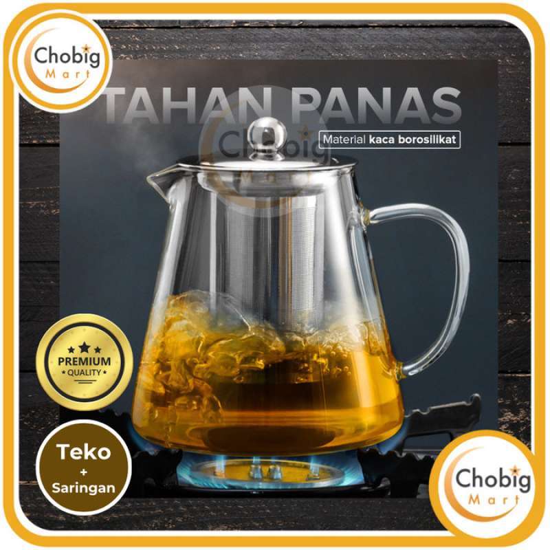 Jual Chobig Teko Poci Teh Kaca Gelas Tahan Panas Dengan Saringan Glass ...