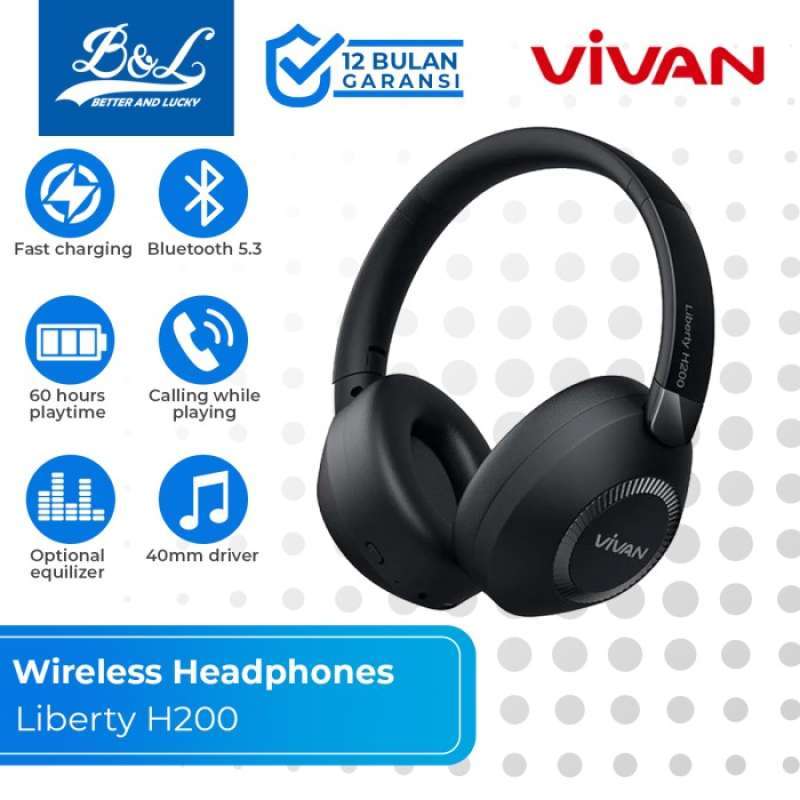Promo Vivan Liberty H200 Wireless Headphone Bluetooth 5.3 Extra Bass ...
