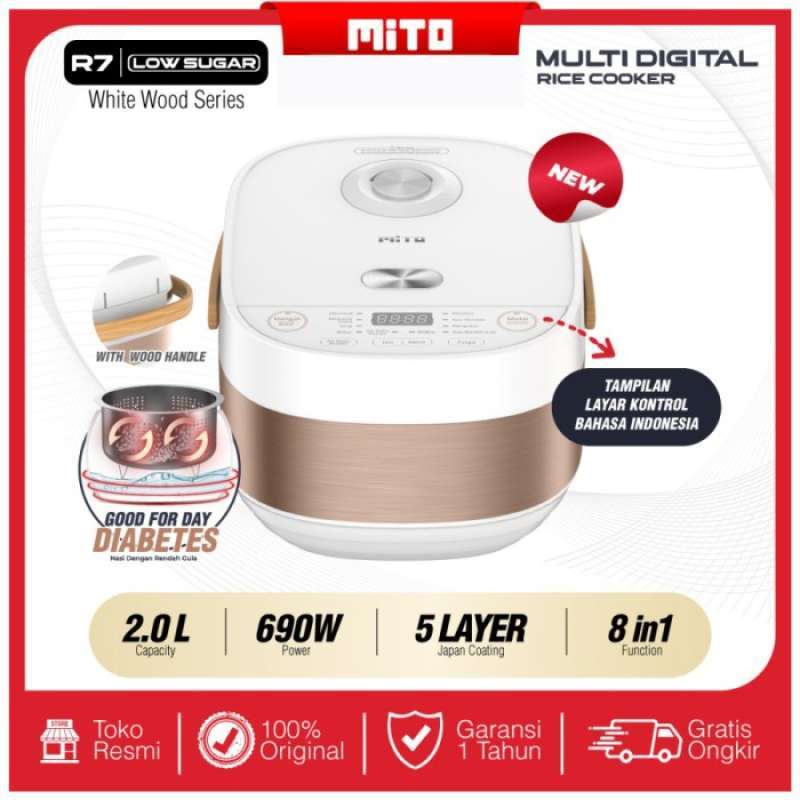 Promo Mito Multi Digital Rice Cooker R7 Glow [2 Ltr / 8in1] - Black ...