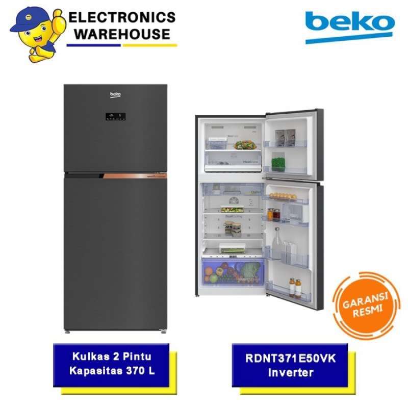 Promo Beko Kulkas 2 Pintu Inverter 370 Liter Rdnt371e50vk Rdnt 371e50 ...