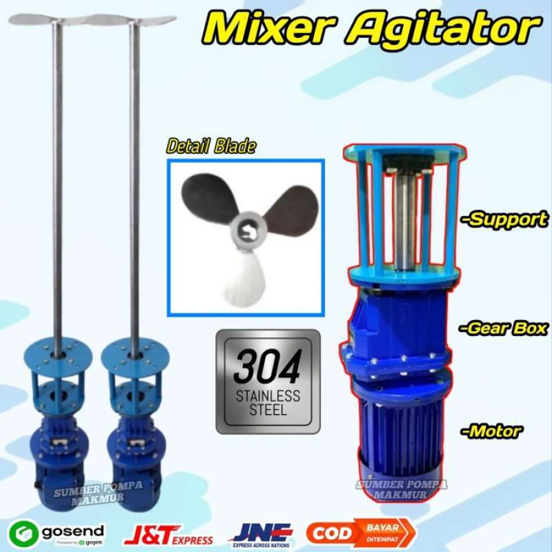 Promo Agitator Mixer Kimia Ss304 4kw 5.5hp 1430rpm 3 Phase 4pole Mixser ...