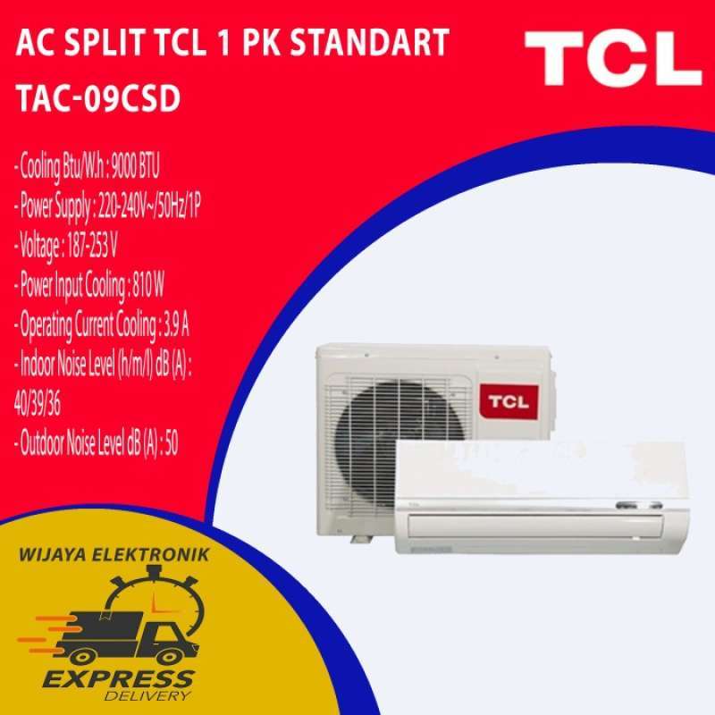 Promo Ac Tcl 1 Pk Tac-09csd Split Standard Titan Gold Tac09csd Standard 790 Watt Diskon 23% Di ...