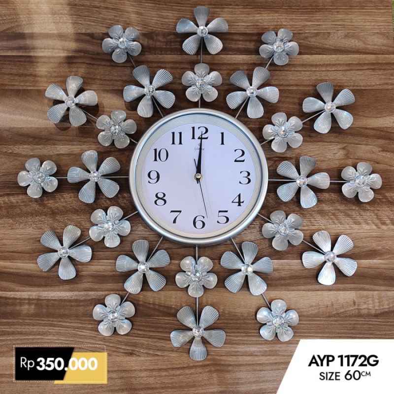 Promo Jam Dinding Unik Sunburst Ayp-1172 Dengan Batu Kristal Impor ...