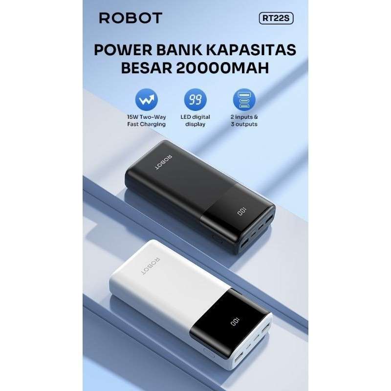 Jual Robot Rt22s Powerbank 20000mah 15w 3 Output Port Usb Type C Pd Led ...