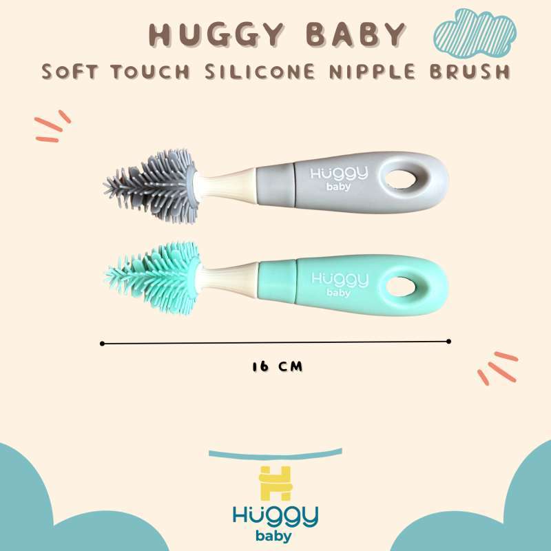 Jual Huggy Baby Bundle Soft Touch Silicone Bottle + Nipple Brush - Grey ...