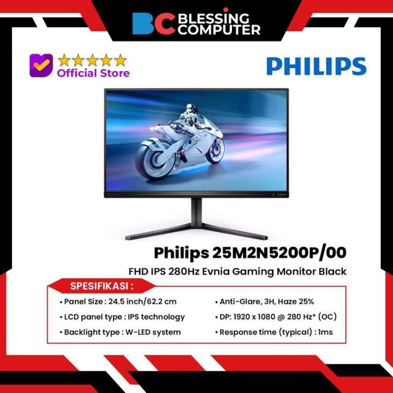 Jual Philips 25m2n5200p/00 Fhd Ips 280hz Evnia Gaming Monitor Black Di Seller Blessing Computer ...