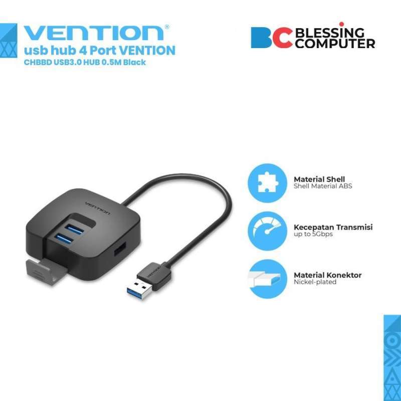 Jual USB Hub 4 Port Vention Chbbd Usb3.0 Hub 0.5m Black Di Seller ...