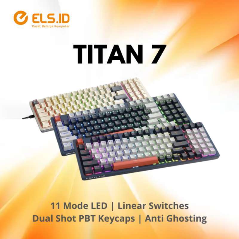 Promo Gamen titan 7 Keyboard Mechanical 11 Mode Led - Cream Red Diskon ...