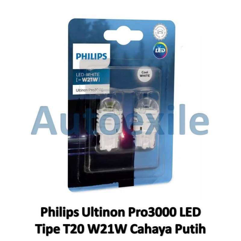 Jual Philips Ultinon Led T20 W21w 12v Putih Lampu Senja Rem Mobil W21 ...