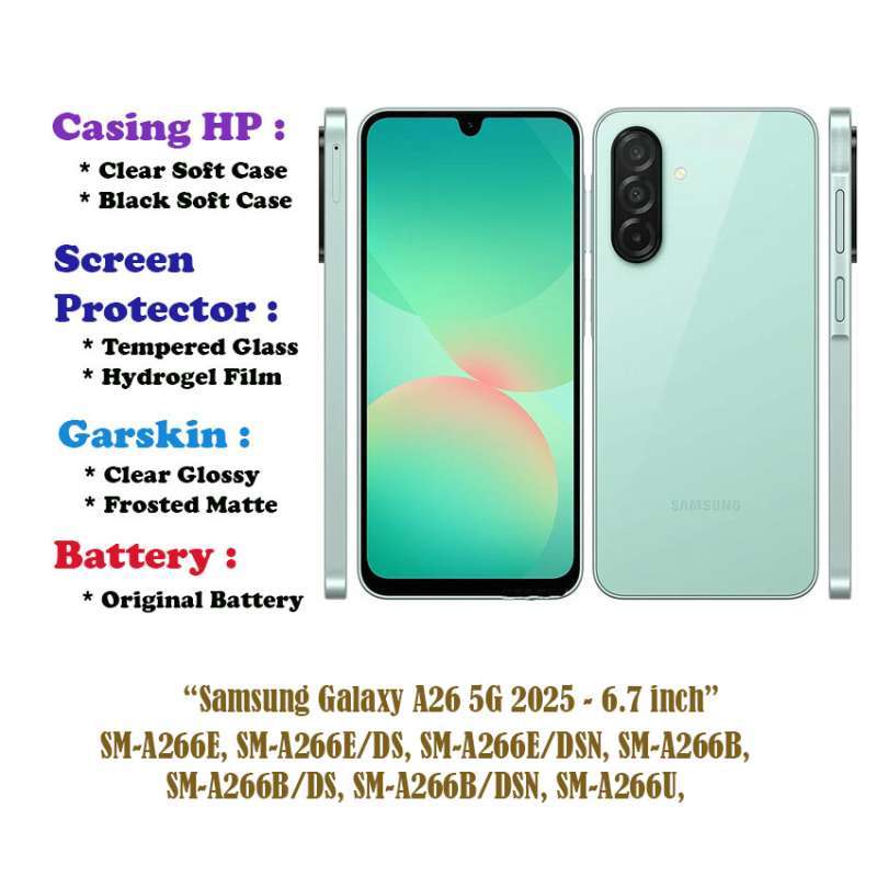 Jual Samsung Galaxy A26 5g 2025 - 6.7 Inch - Case - Screen Protector ...