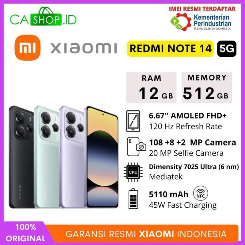 Jual Xiaomi Redmi Note 14 5g Nfc 12/512gb + 8/256gb New Original ...