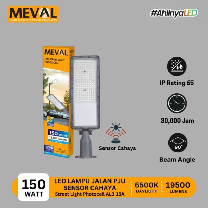 Promo Meval Lampu Jalan Pju Led Streetlight Sensor Cahaya - 100 Watt ...