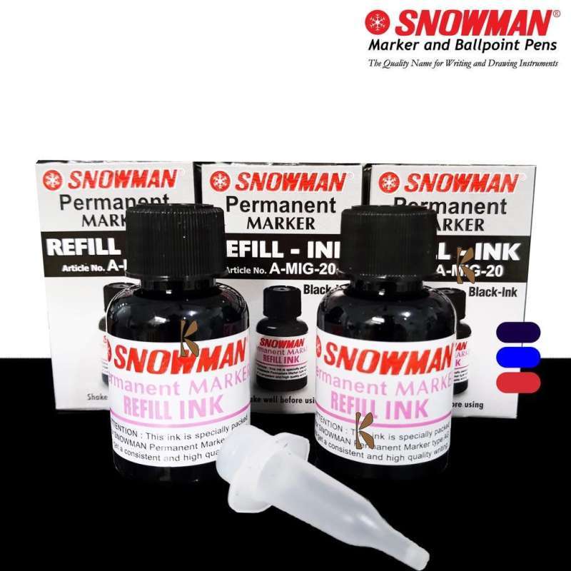 Promo Refill Tinta Spidol Permanen Snowman Marker Mig-20 / Marking Ink ...