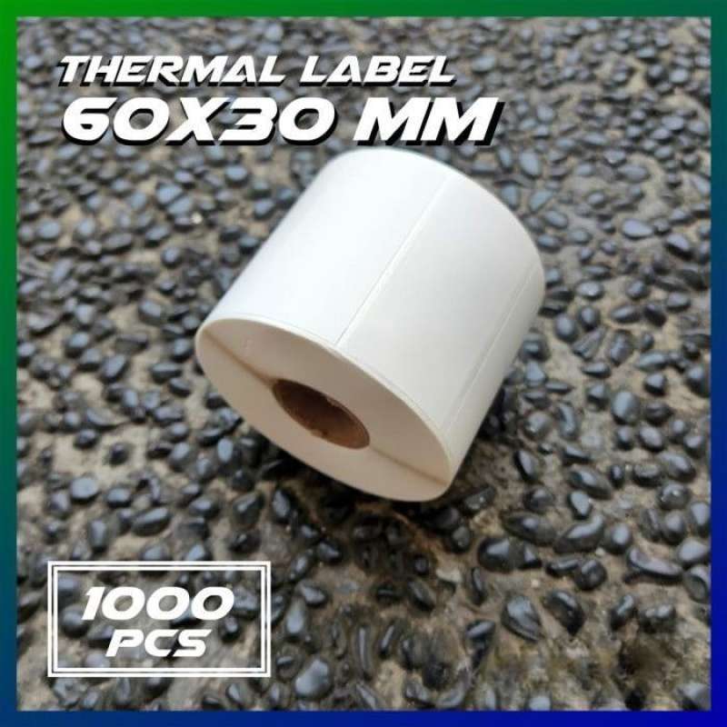 Promo Kertas Thermal Sticker 60x30 Mm Isi 1000 Pcs/roll Kertas Tempel ...