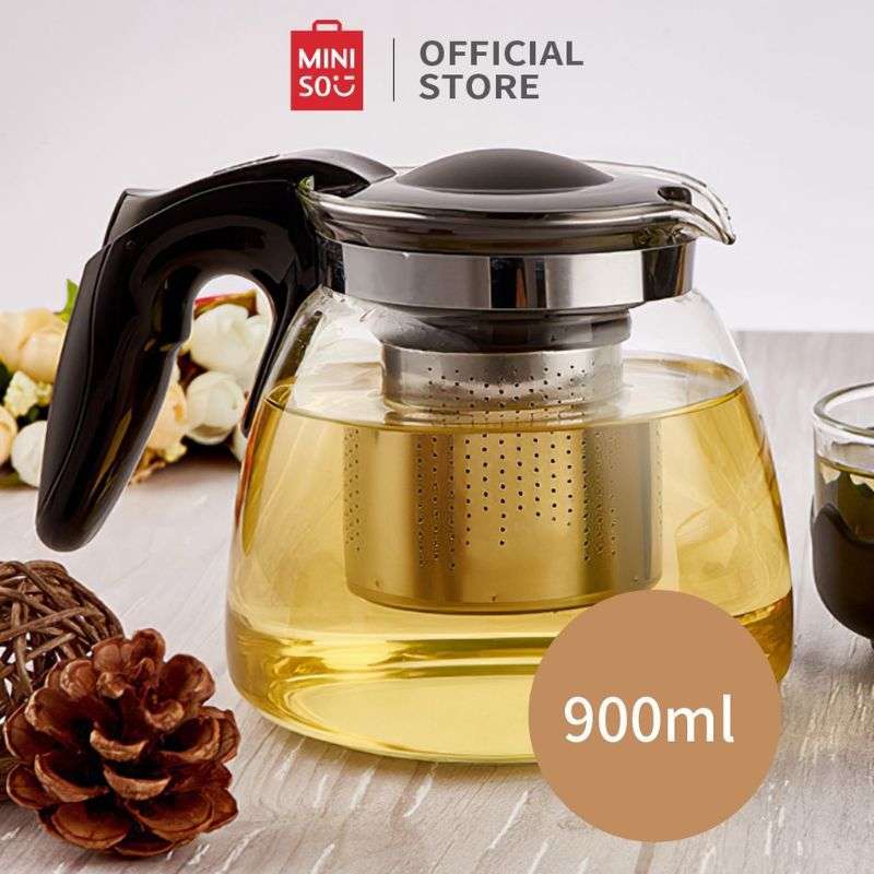 Promo Miniso Official Teko Teh Dengan Saringan Kaca Tempat Teh / Kopi ...
