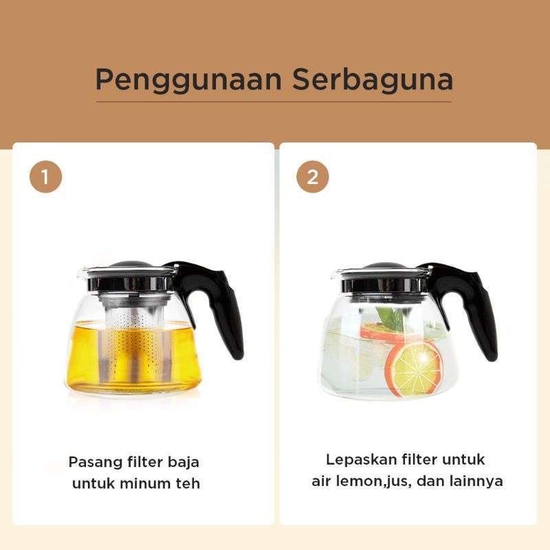 Promo Miniso Official Teko Teh Dengan Saringan Kaca Tempat Teh / Kopi ...