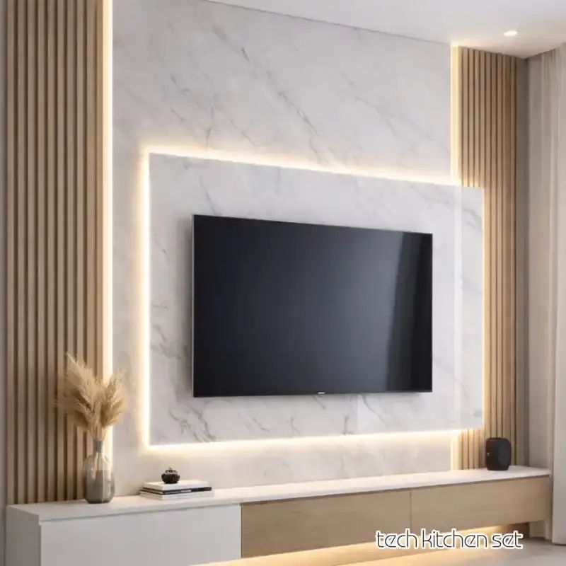 Jual Backdrop Tv Minimalis Modern Led Backlight Panel Tv Dinding Hpl ...