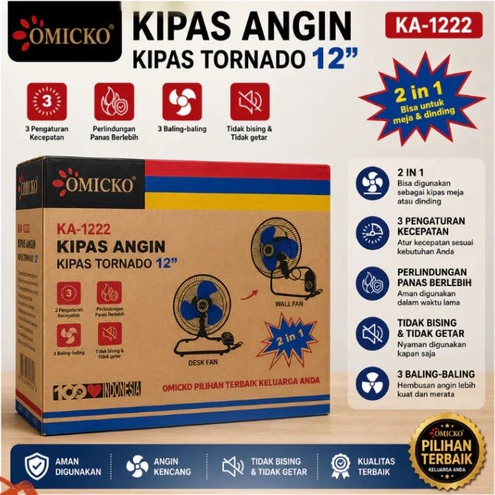 Jual Omicko Kipas Angin Besi Dinding Wall Fan 12inch 2in1 Bisa Meja ...
