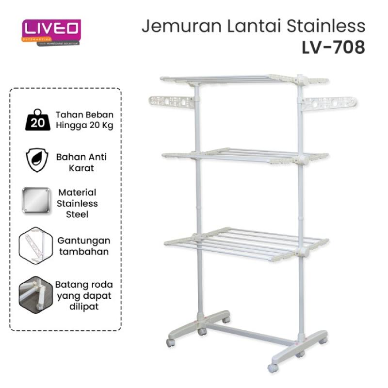 Promo Jemuran Lipat Lantai Baju Liveo Lv-708 / Liveo Triple Decker ...