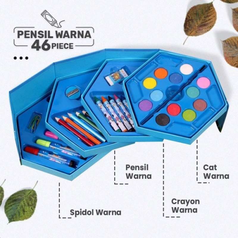 Jual Crayon 1 Box Isi 46 Pcs Pensil Warna Alat Melukis Mewarnai
