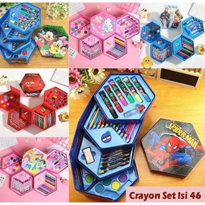 Jual Crayon 1 Box Isi 46 Pcs Pensil Warna Alat Melukis Mewarnai