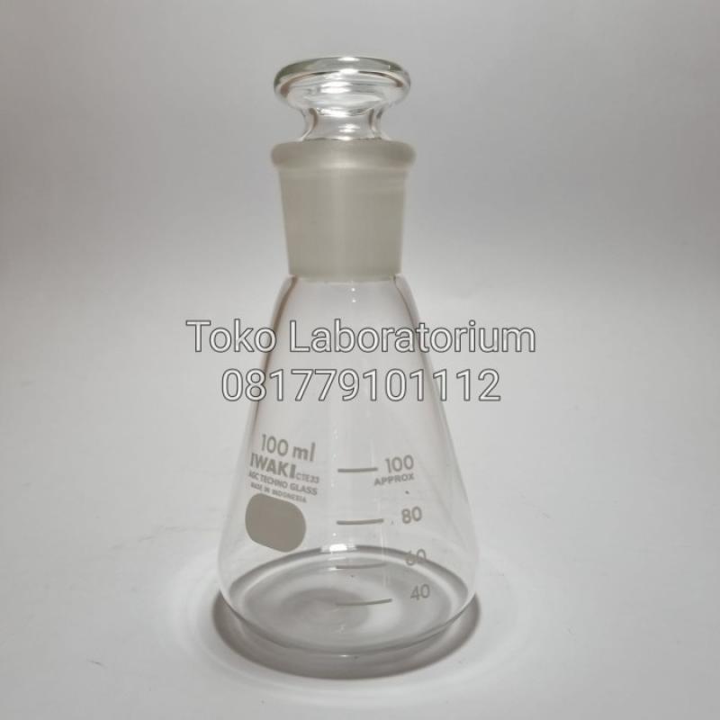 Promo Erlenmeyer Flask 100 Ml With Glass Stopper Iwaki Diskon 6% Di ...