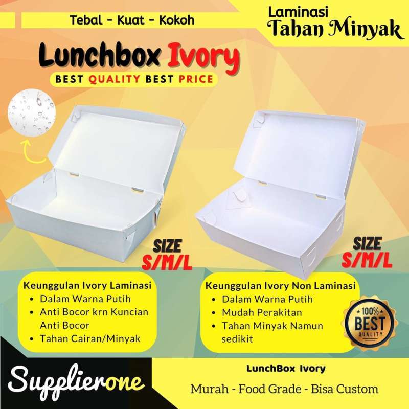 Promo Lunch Box M / Kemasan Ayam Geprek / Nasi / Kardus Makanan / Lunch ...