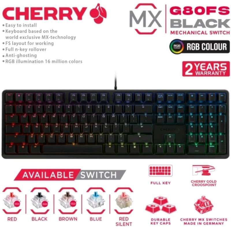 Jual Cherry Mx G80-3000s Fs Rgb Black Mechanical Gaming Keyboard Di ...