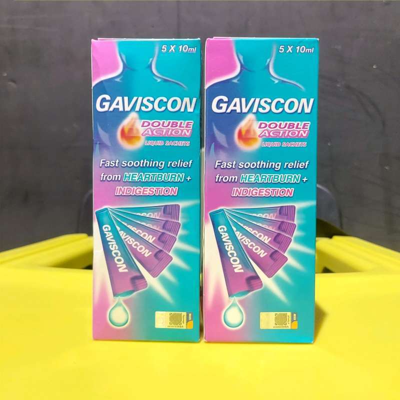 Jual Gaviscon Double Action 5 X 10ml Obat Maag Liquid Sachet -1 Box Isi ...