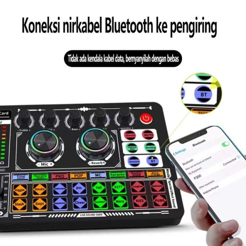 Promo Soundcard F999 Audio Usb External Sound Card Mic Mixer Bluetooth ...