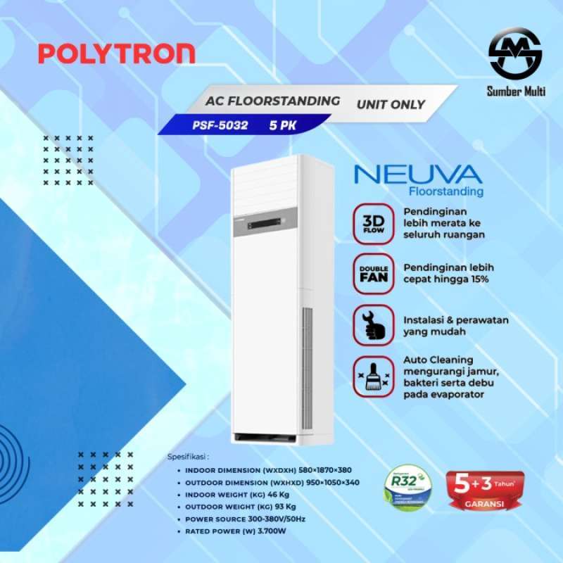 Promo AC FLOOR STANDING 5 PK POLYTRON PSF 5003 ONGKIR DAN PEMASANGAN ...