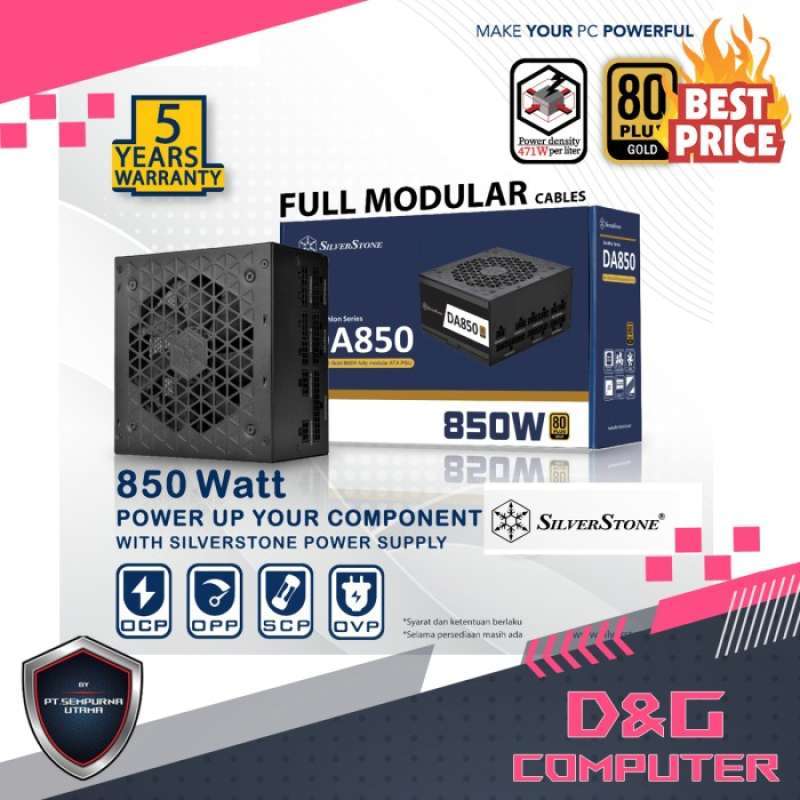 Promo PSU Silverstone DA850-G (80+ Gold Full Modular) 850 Watt ...