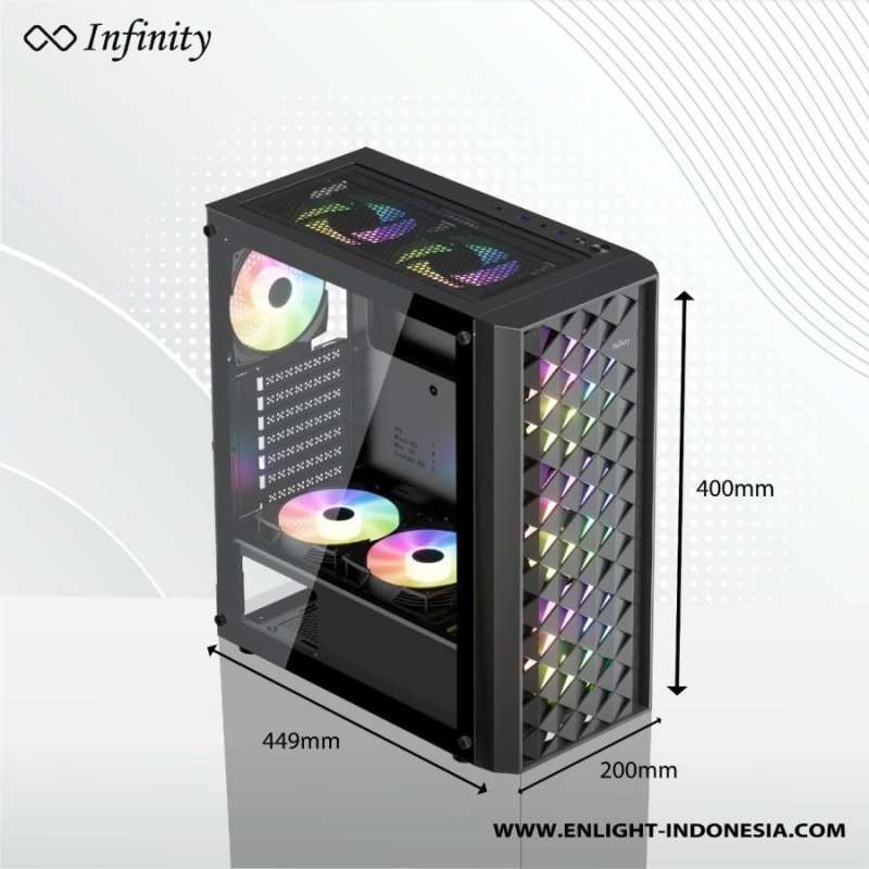 Jual Casing Pc Infinity Medusa V2 - Include 3 Fan Rgb, Atx, Tempered ...