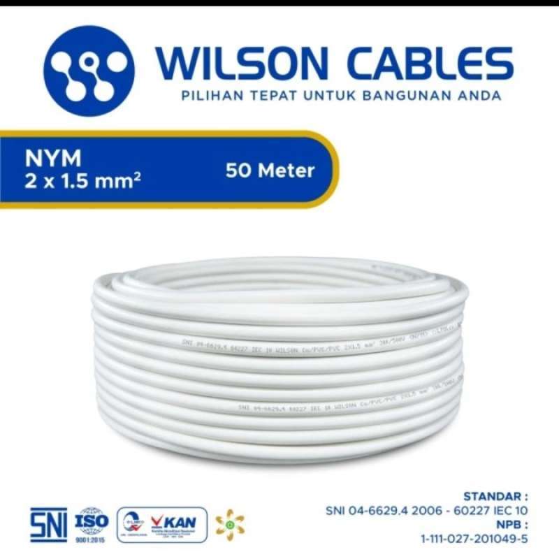 Promo Kabel Listrik NYM 2x1,5 WILSON CABLES Kawat 50 Meter (50M) Diskon ...