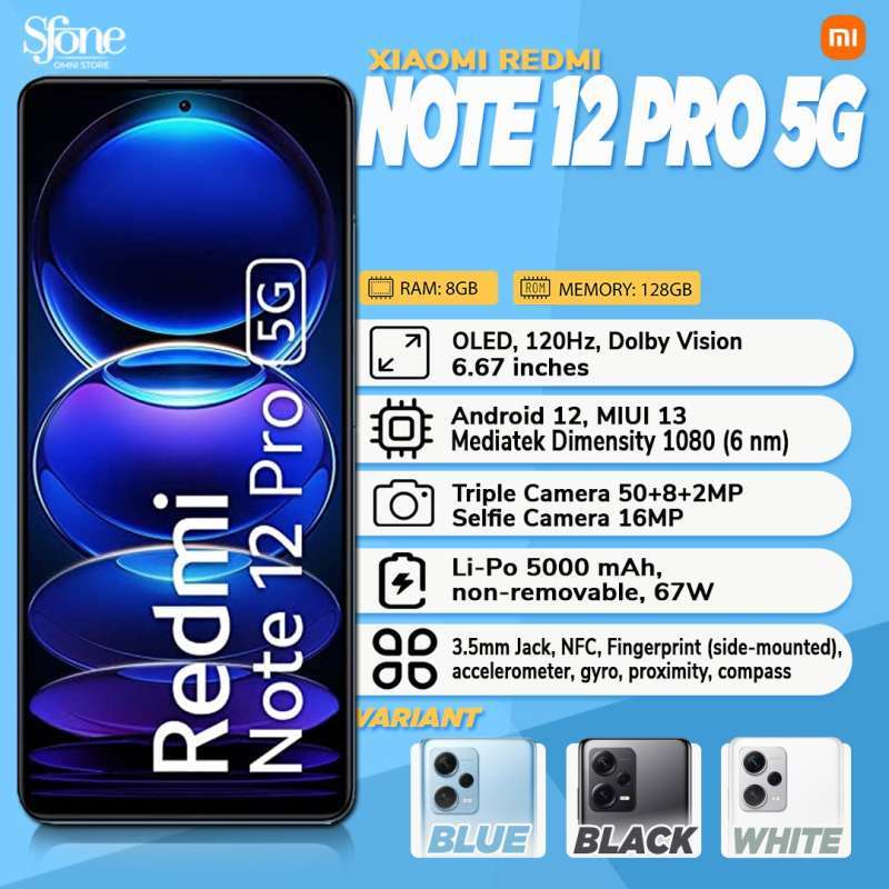 Promo Xiaomi Note 12 PRO 5G 8/256 Ram 8GB Internal 256GB Garansi Resmi ...