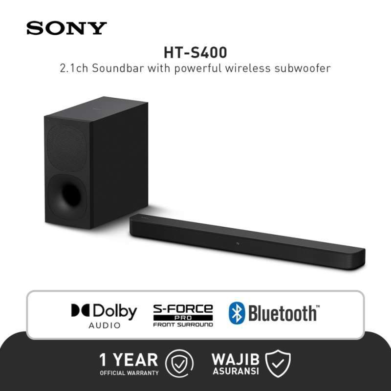 Promo Sony HT-S400 Soundbar 2.1ch with Powerful Wireless Subwoofer ...