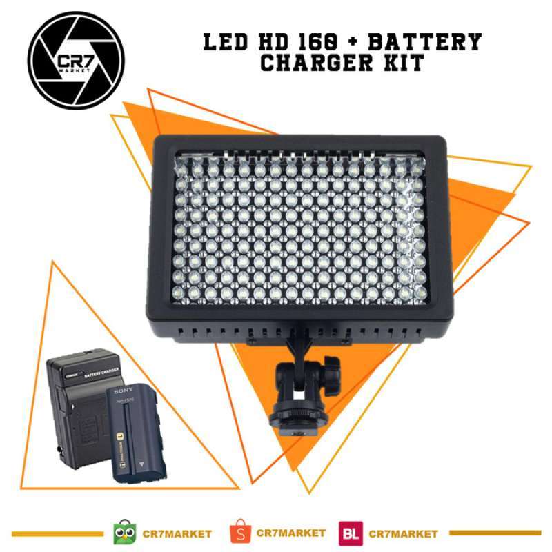 Promo Paket Lampu Led Video Lighting Hd-160 + Baterai Charger Diskon 20 ...