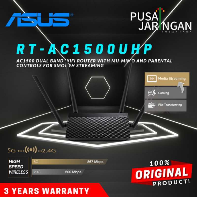 Promo RT-AC1500UHP AC1500 Dual Band WiFi Router with MU-MIMO and Parent ...