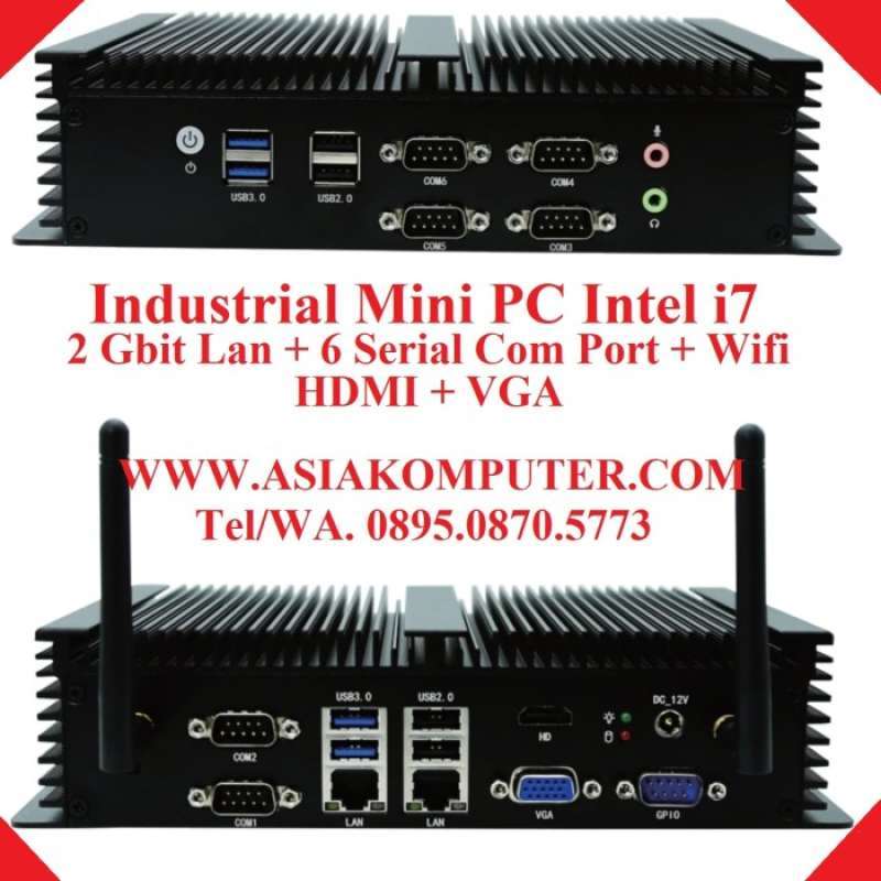 Promo Industrial Mini Pc Intel I7 2lan 6serial Hdmi Vga Fanless Rs232 Comm Diskon 23% Di Seller ...