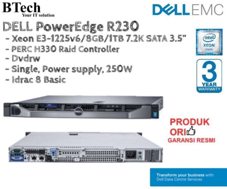 Promo Dell Poweredge R230 Rack Server ( Xeon E5-1225v6 ) 1u Gen13 ...