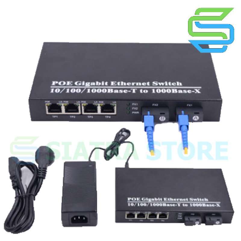 Promo Media Converter Ethernet Fiber Switch FO 2 SC 4 LAN POE Gigabit - Multivariasi Multicolor ...
