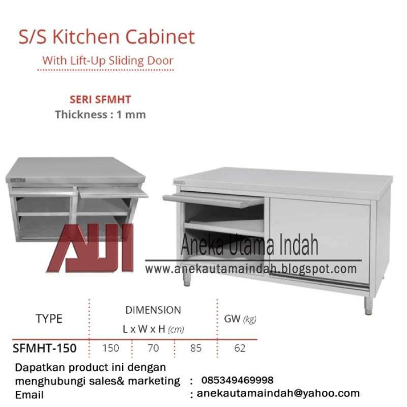 Promo Sfmht-150 Ss Kitchen Cabinet W/ Sliding Door / Lemari Dapur ...