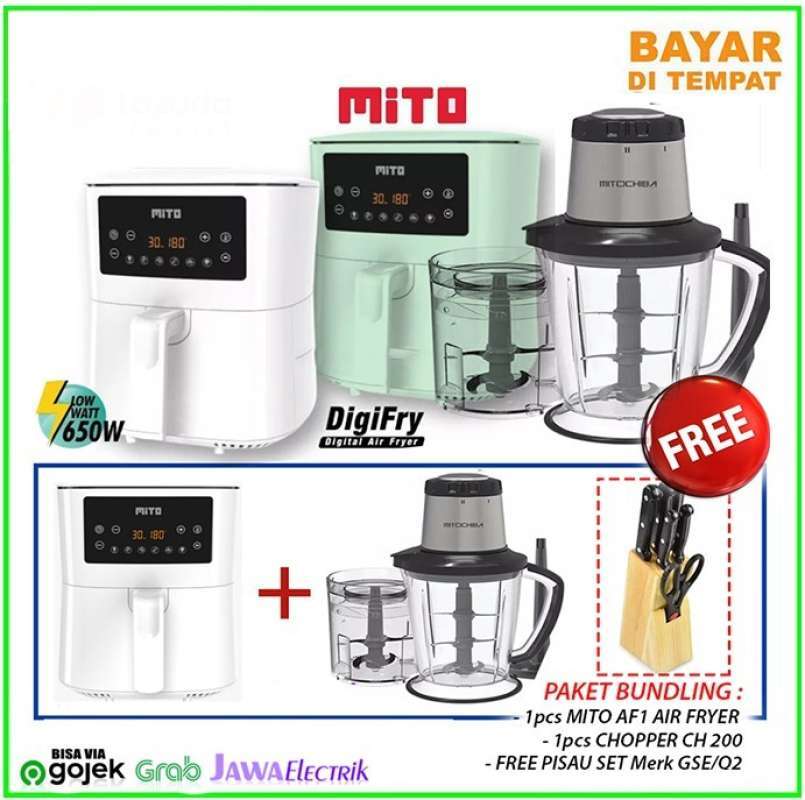 Promo Paket Bundling Mito Chopper Ch 200 & Mito Air Fryer Af1 - Pisau Set Diskon 5% di Seller ...