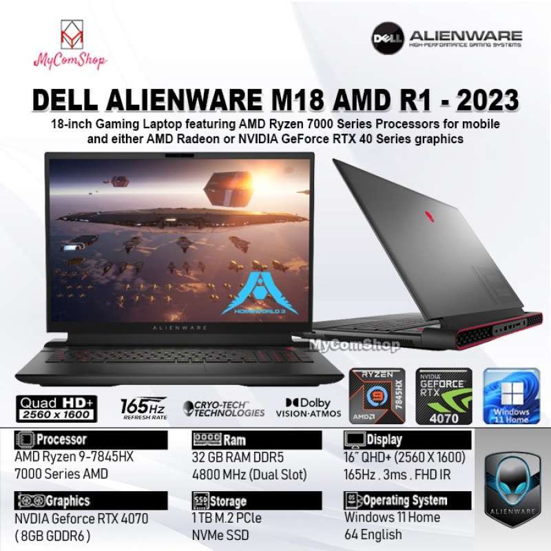 Jual Dell Alienware M18 R1 Ryzen 9-7845hx 32gb 1tb Ssd Rtx 4070 8gb Qhd+ Di Seller Mycomshop ...