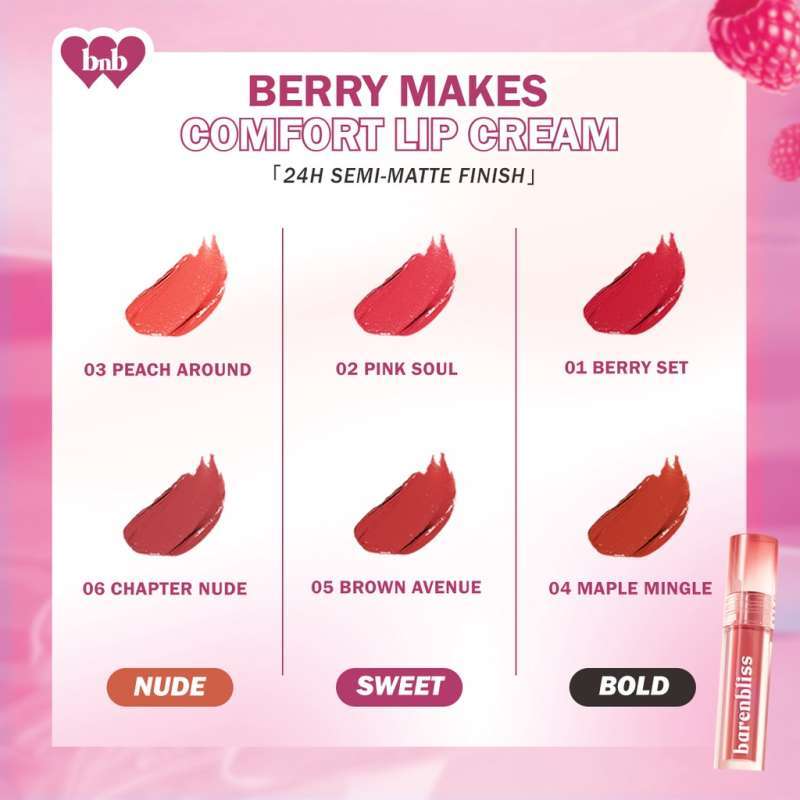 Promo Barenbliss Bnb Berry Makes Comfort Lip Cream Korea Liquid Lipstik ...